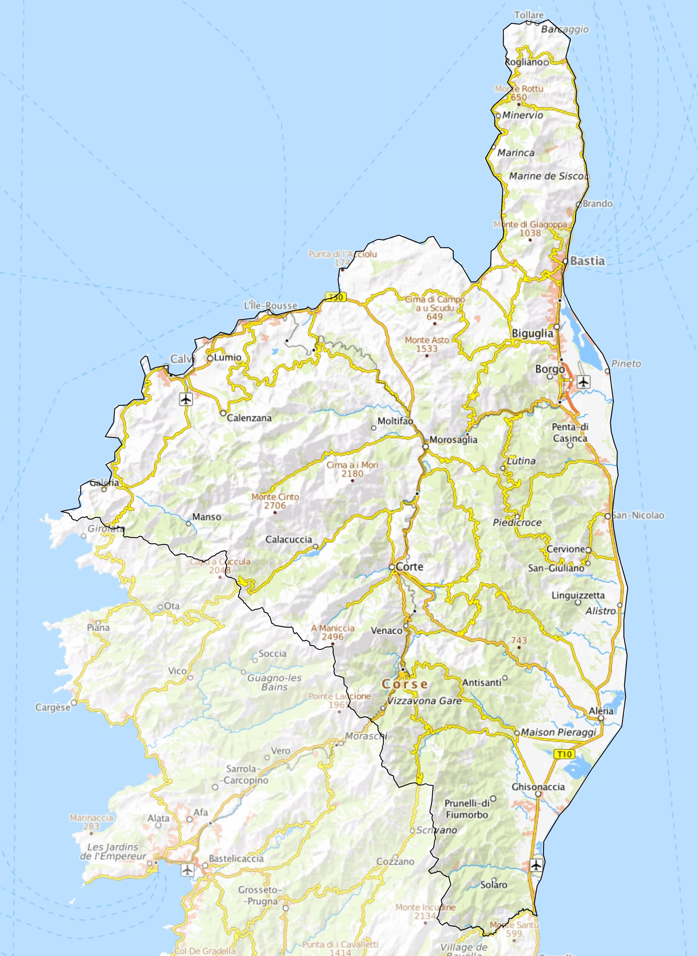 Carte De La Haute Corse Carte De La Haute Corse