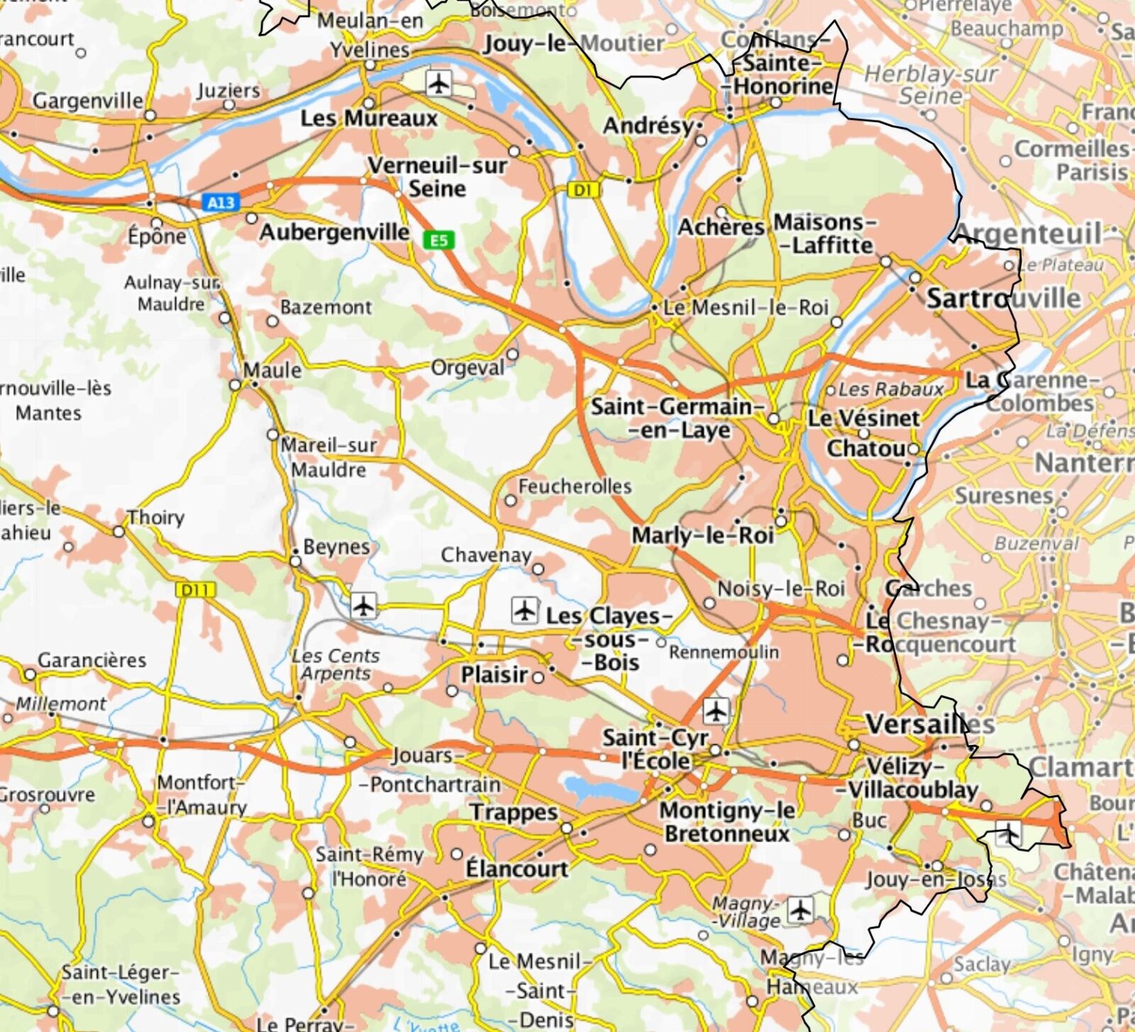 Carte des Yvelines