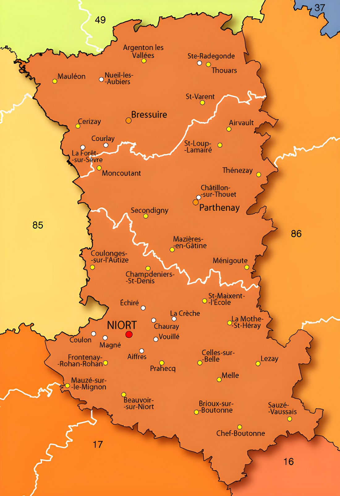 Carte Des Principales Communes Des Deux S vres Carte Des Principales Communes Des Deux S vres