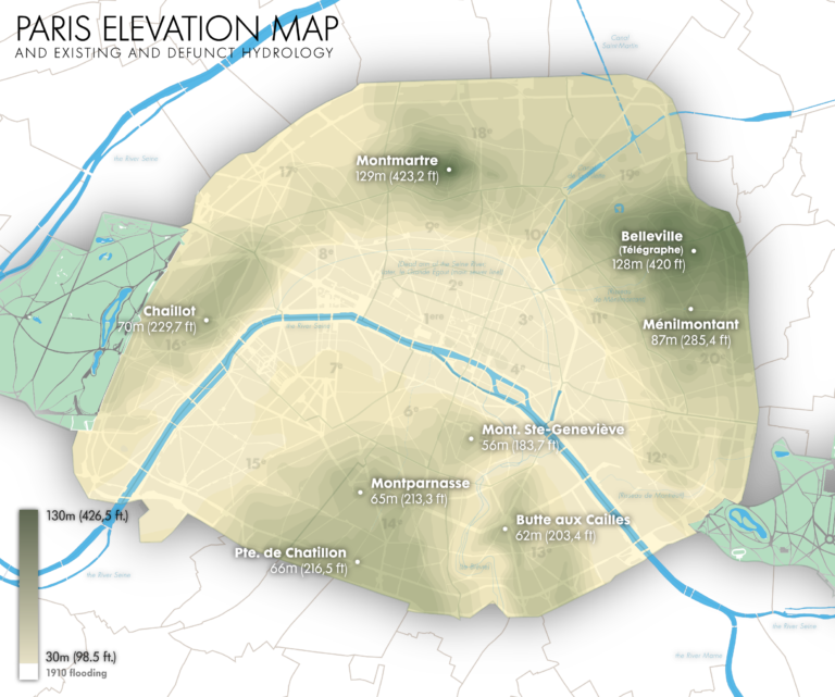 Carte du relief de Paris
