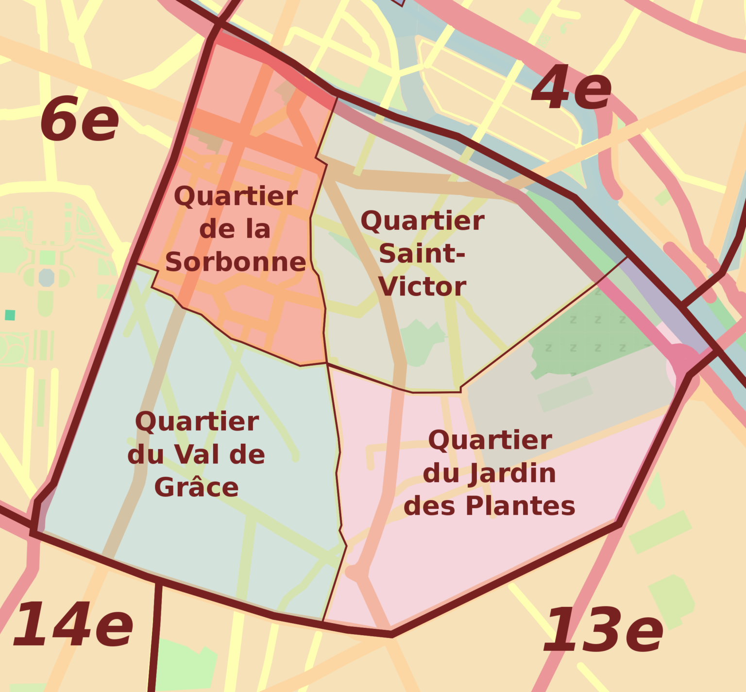 Plan du 5e arrondissement de Paris