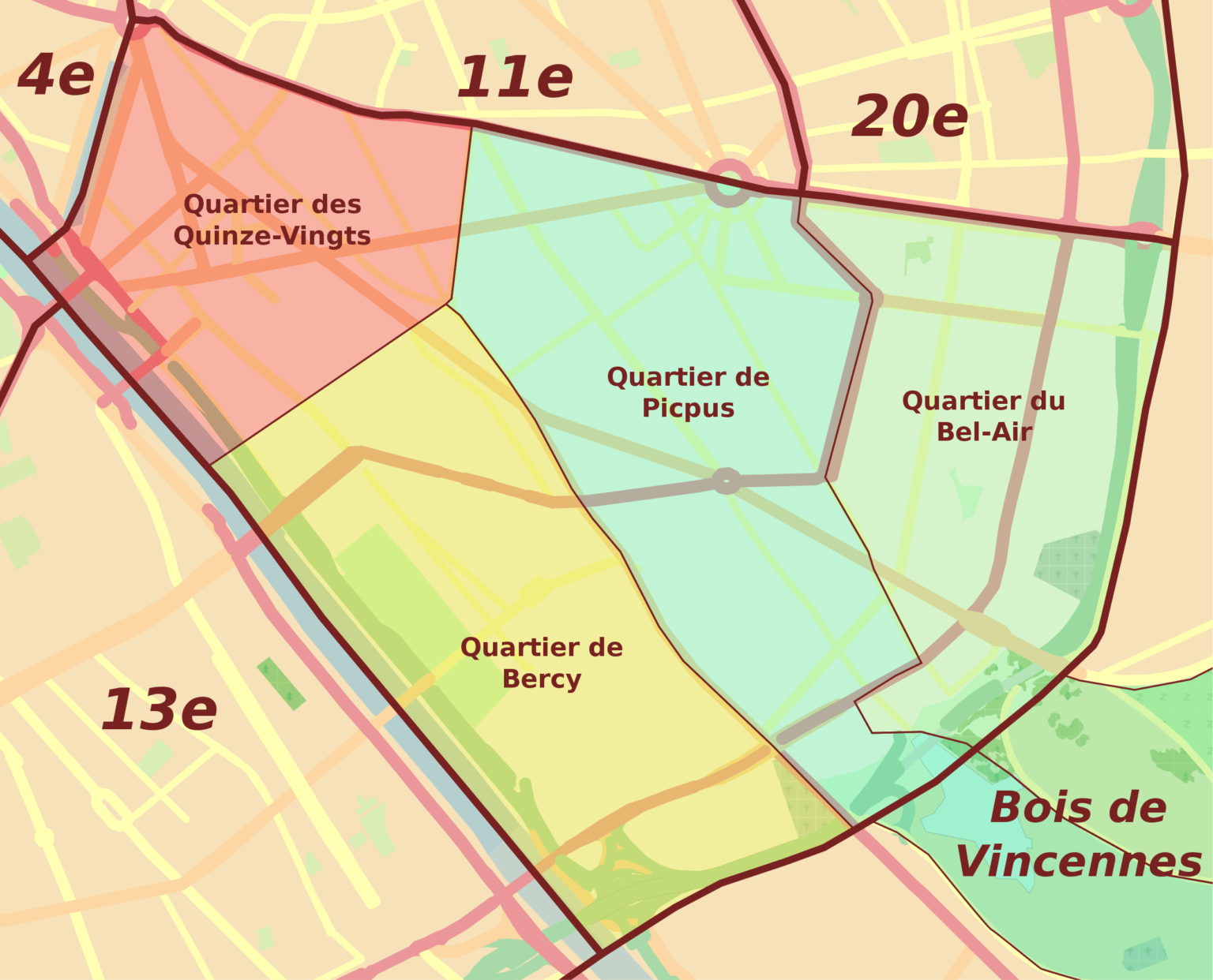 Plan du 12e arrondissement de Paris