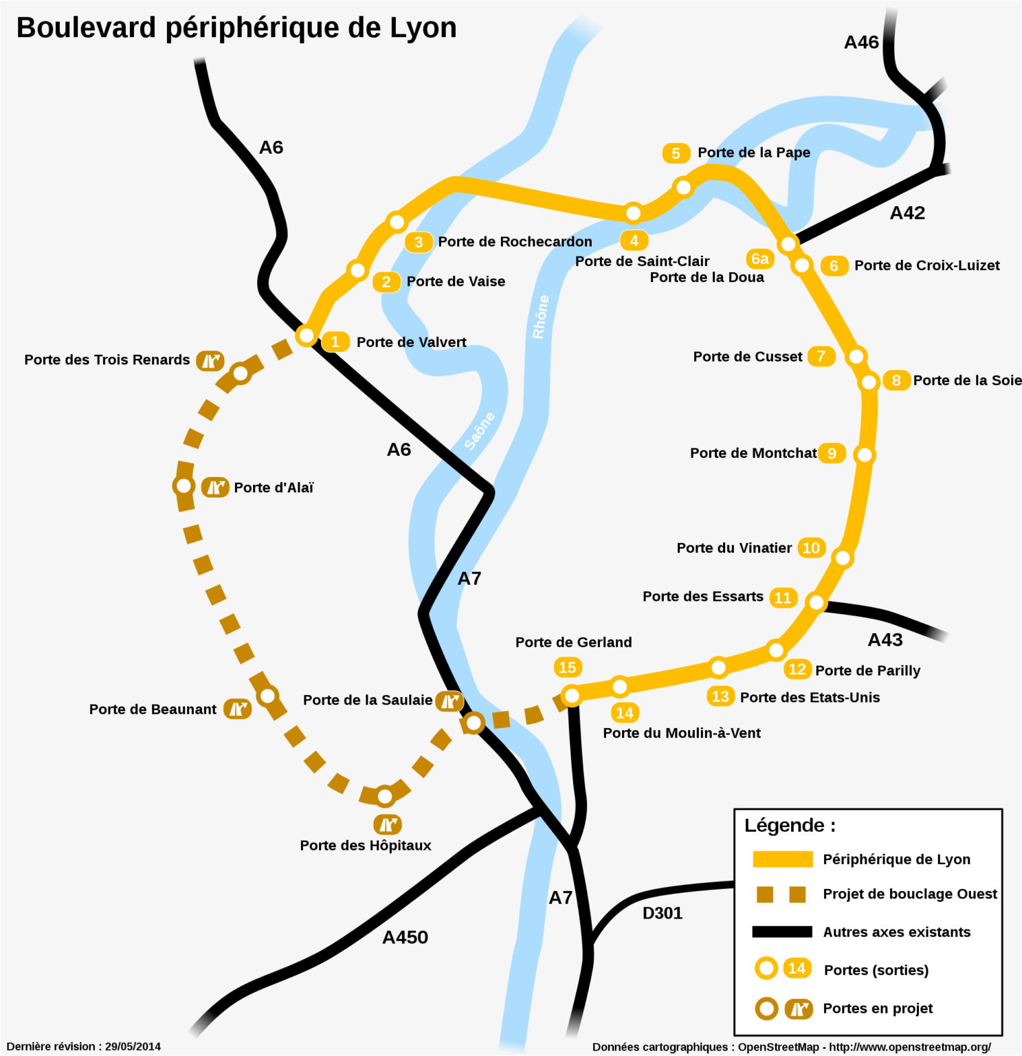 Carte routière de Lyon