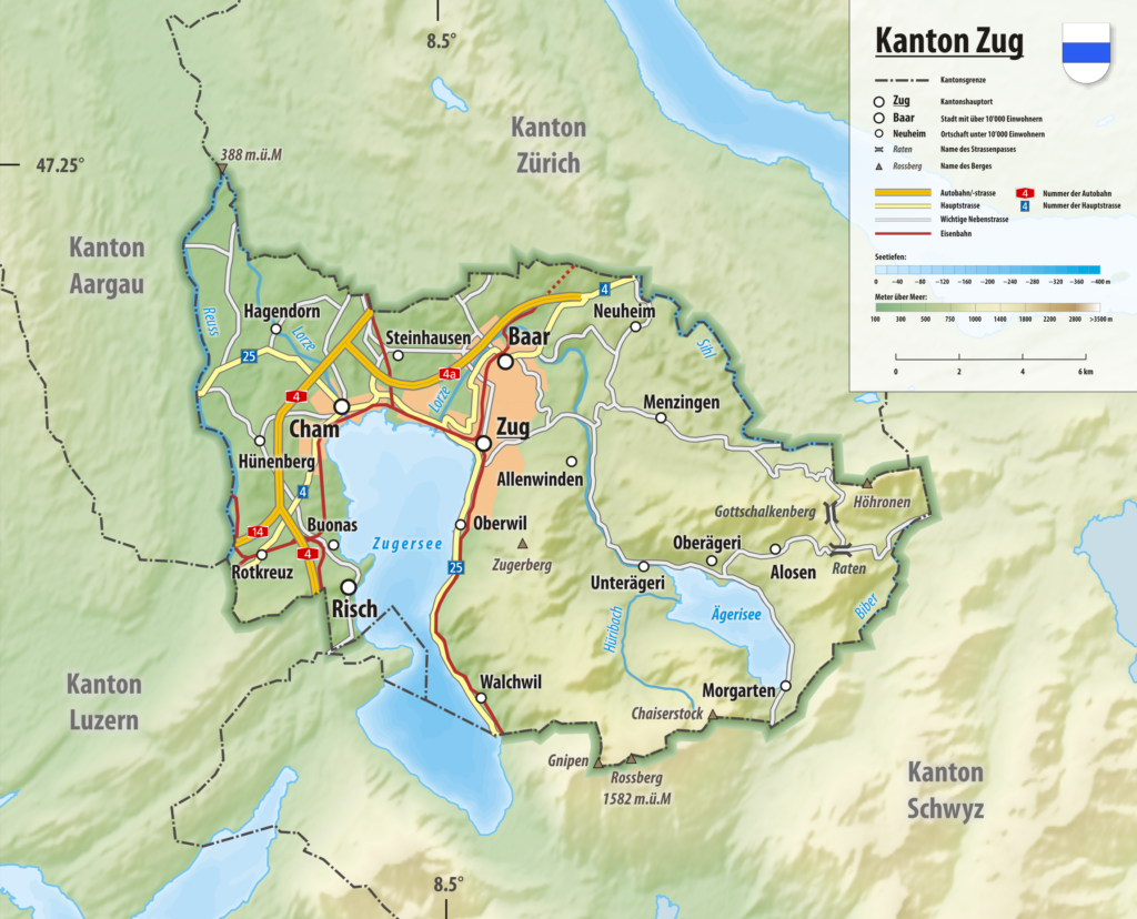 Carte du canton de Zoug