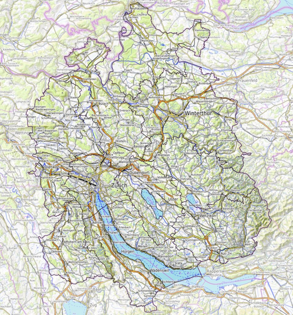 Carte du canton de Zurich