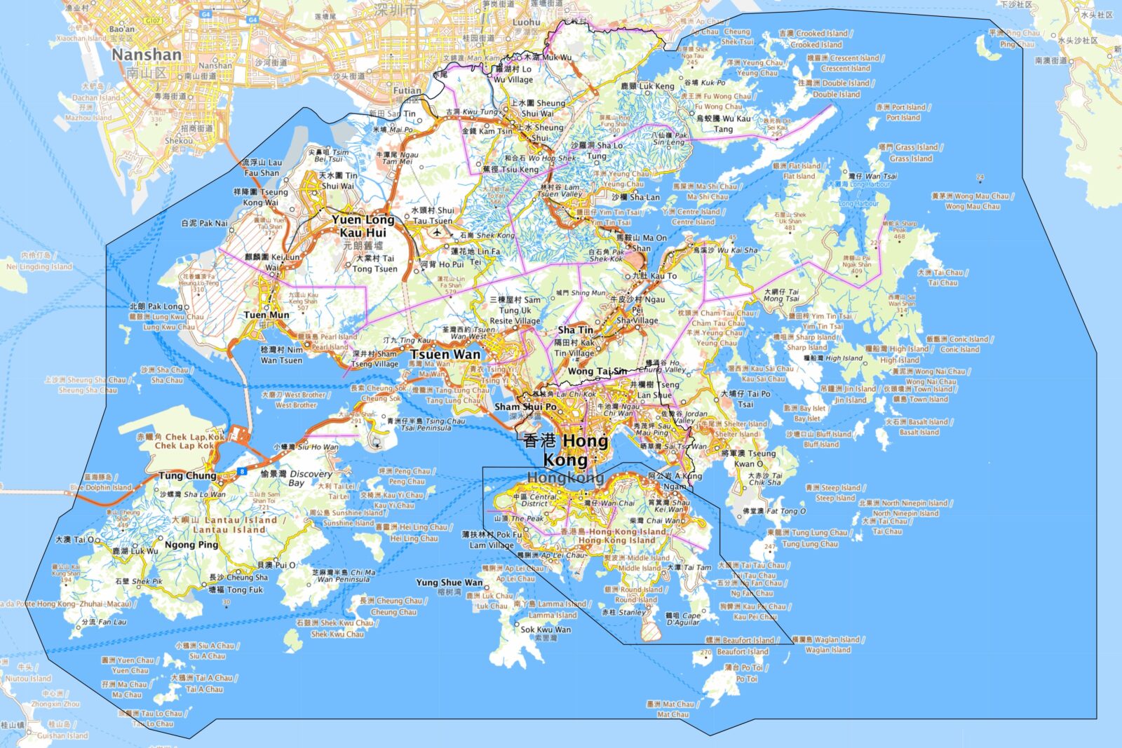 Carte de Hong Kong