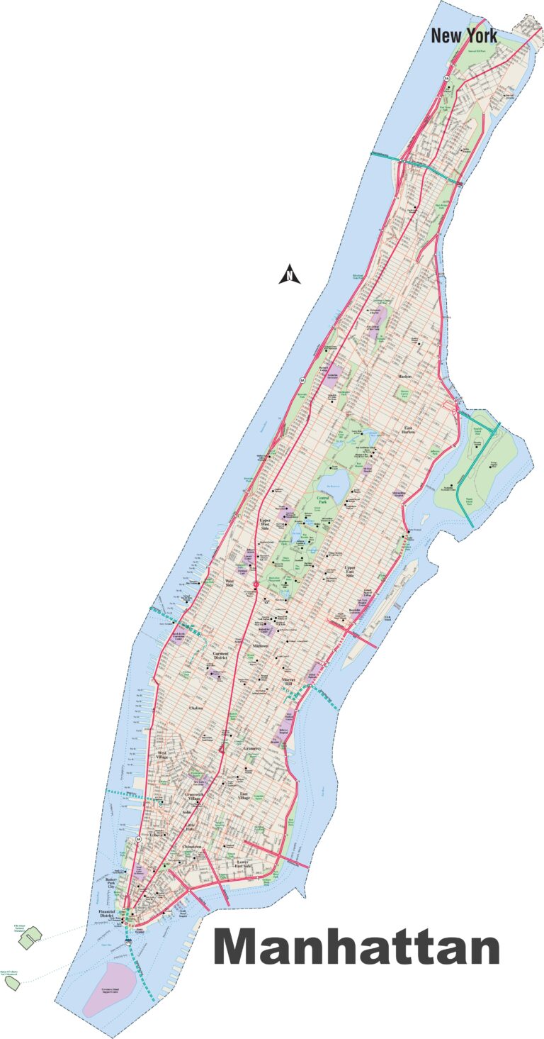 Carte de Manhattan à New York City