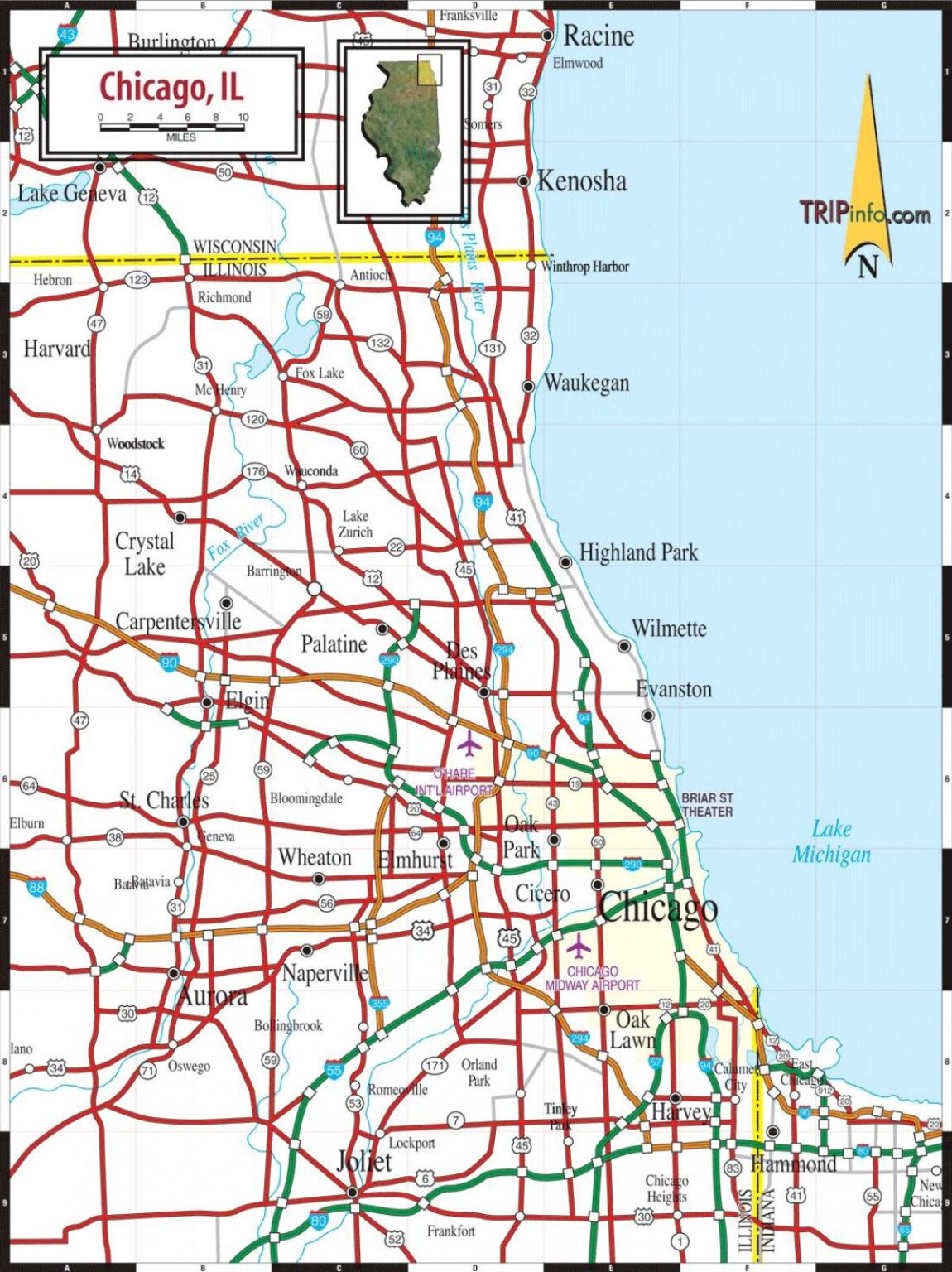 Carte routière de Chicago