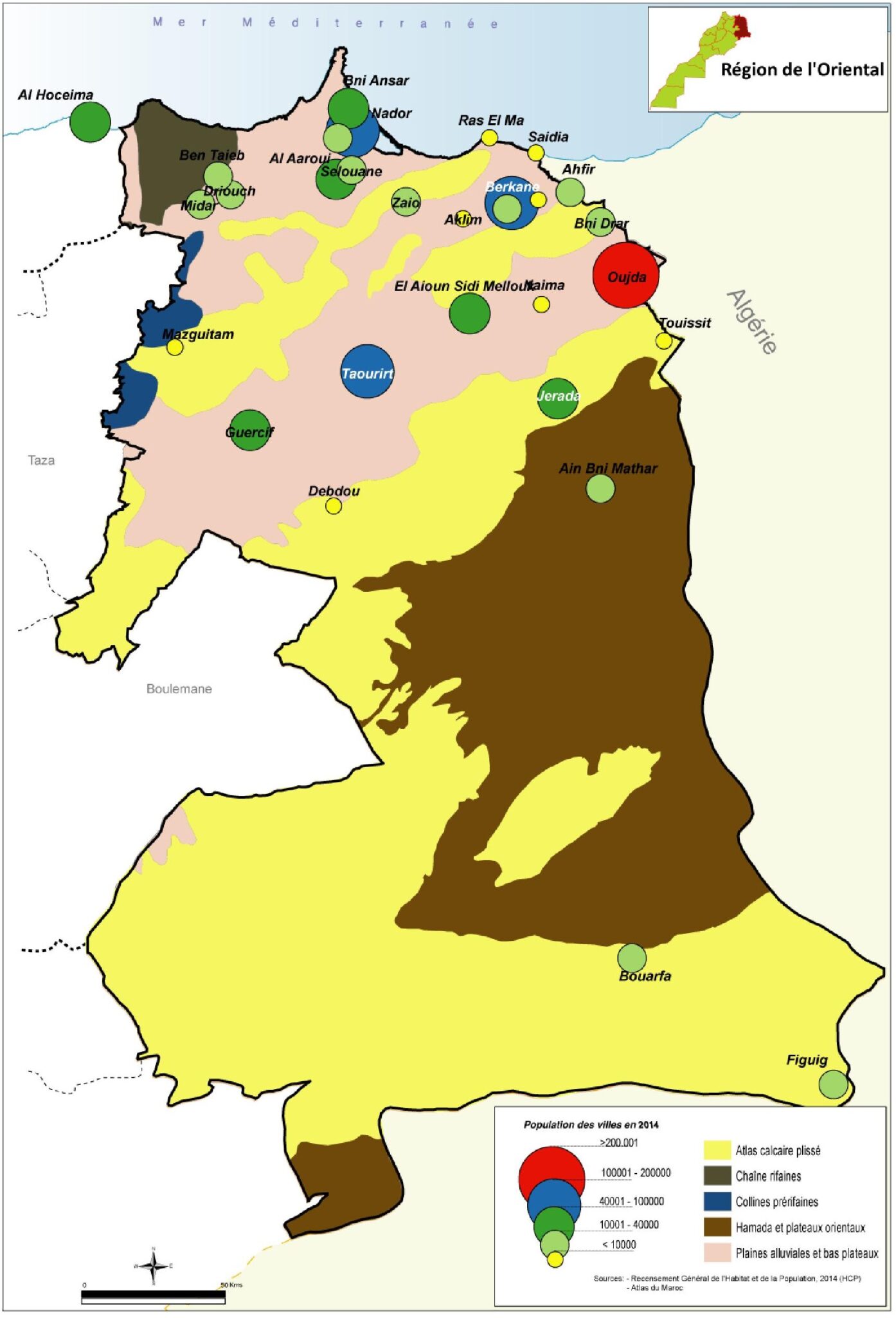 Géographie de la région de l’Oriental, Maroc
