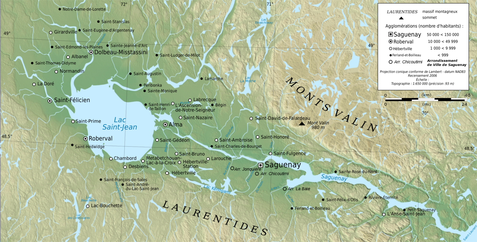 Carte du Saguenay–Lac-Saint-Jean
