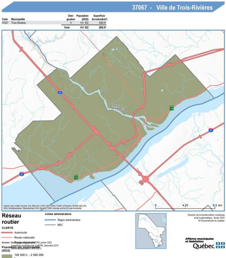 Carte de Trois-Rivières Carte de Trois-Rivières