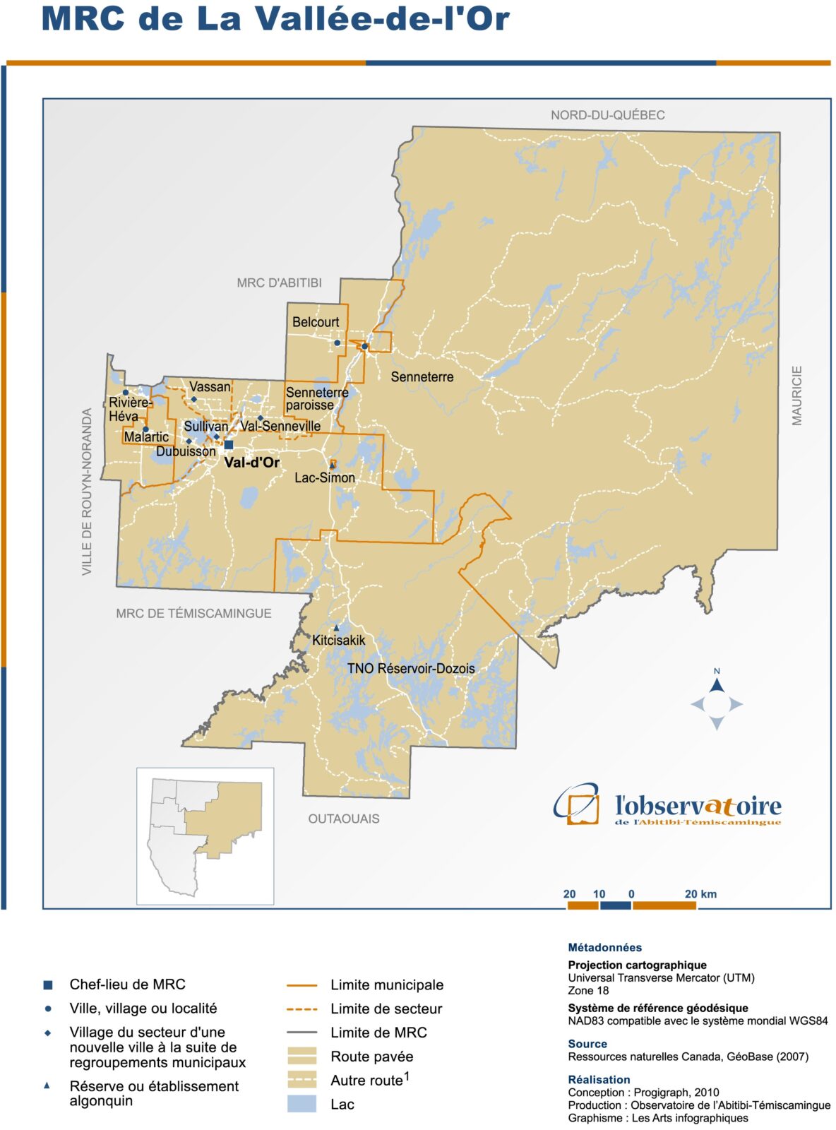 Carte de la MRC de la Vallée-de-l'Or