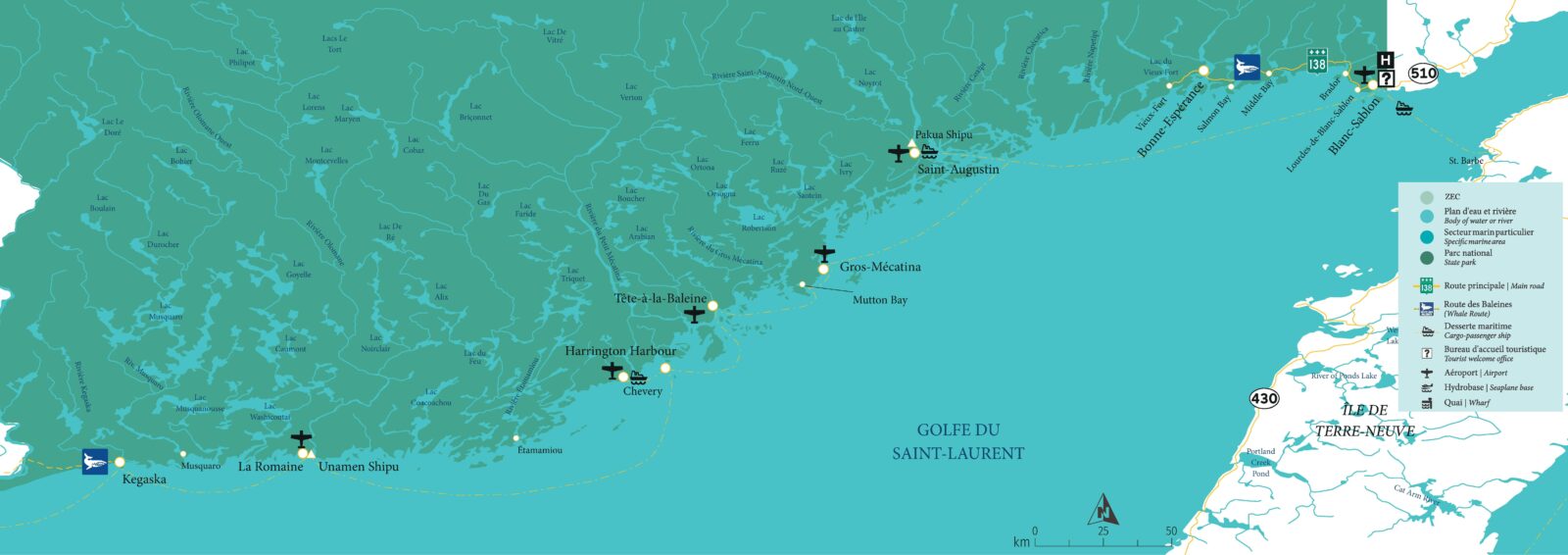 Carte touristique de la Côte-Nord