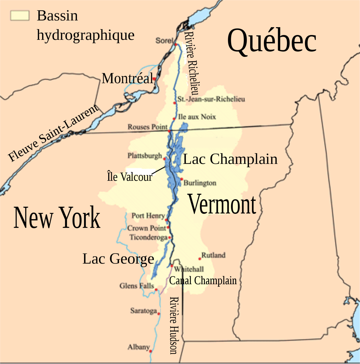 Carte de la rivière Richelieu