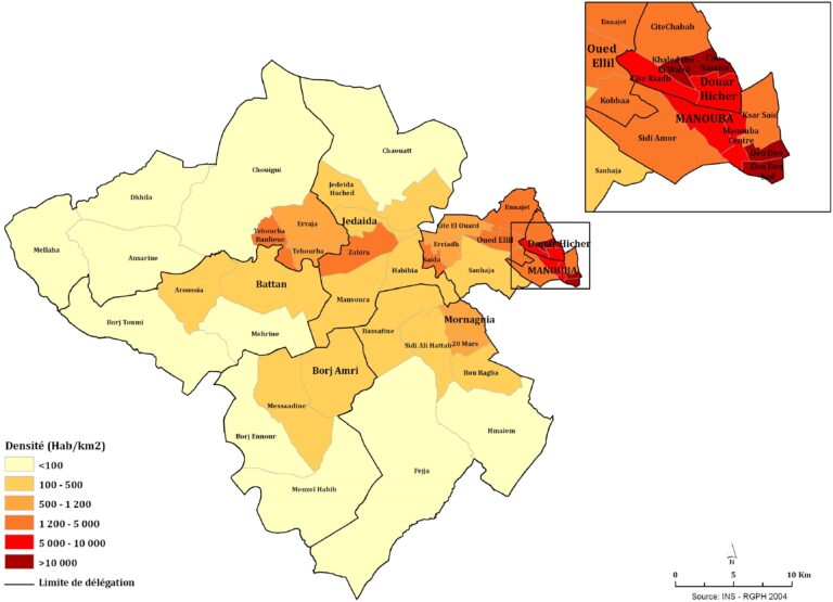 Carte du gouvernorat de la Manouba