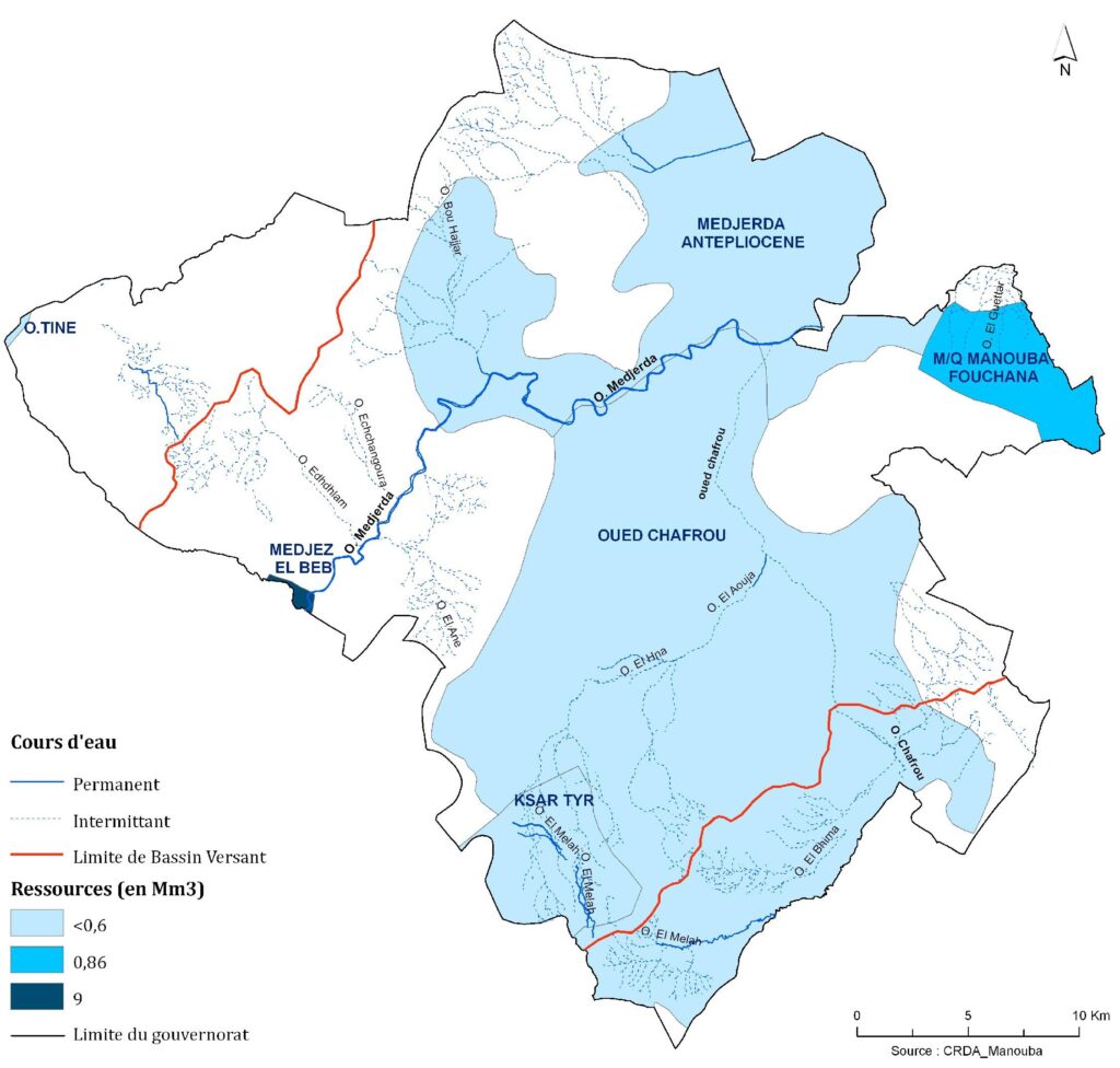 Hydrographie du gouvernorat de La Manouba