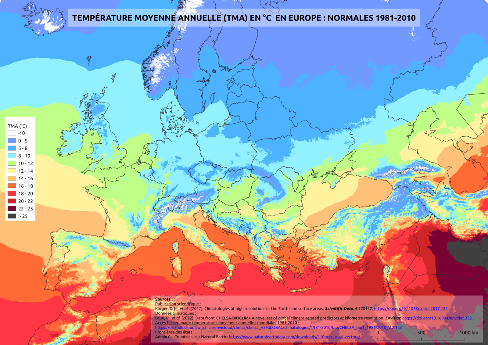 Carte des zones climatiques de l'Europe