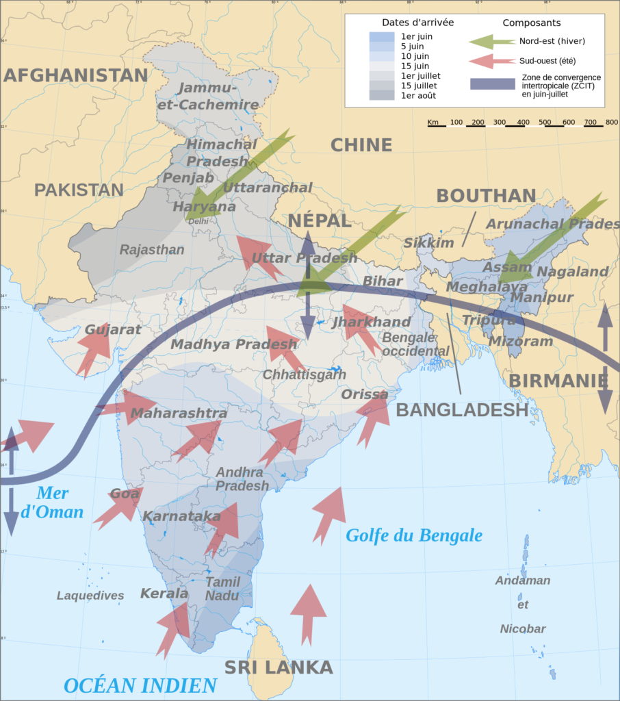 Carte climatique de l'Asie