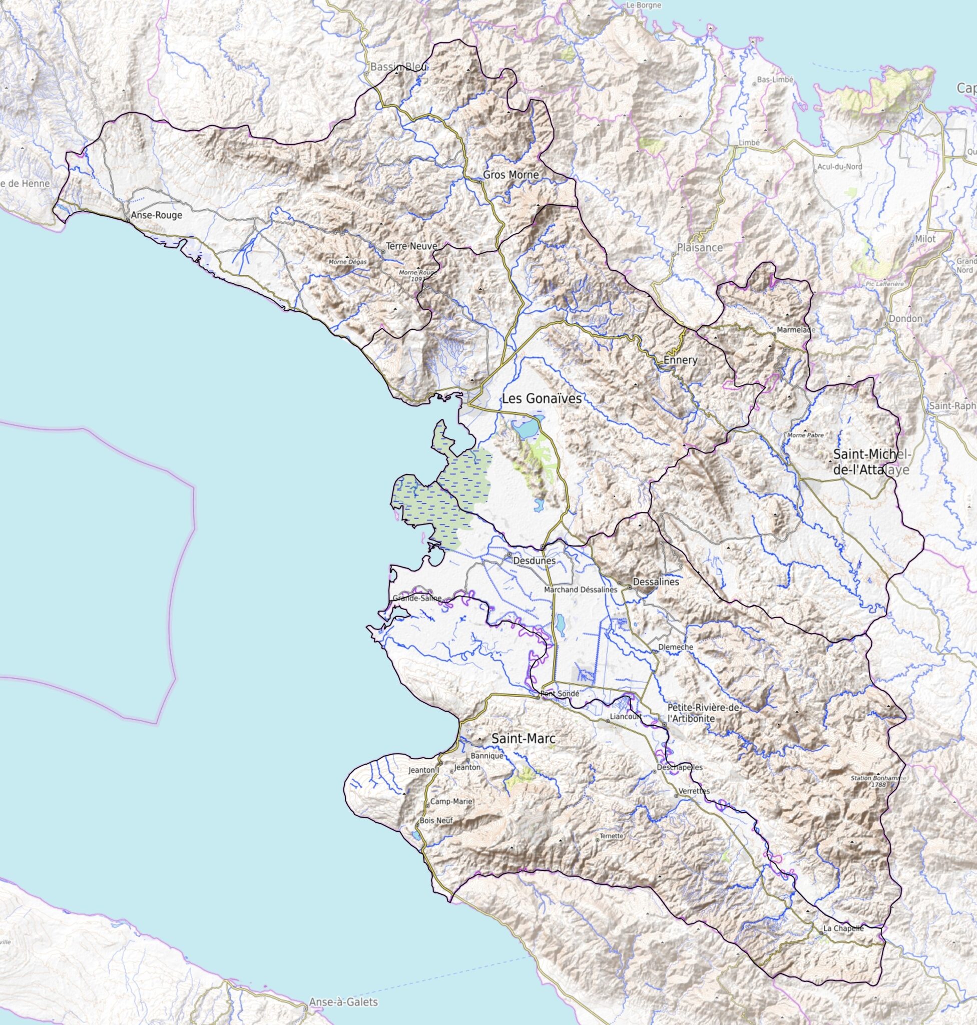 Carte du département de l'Artibonite