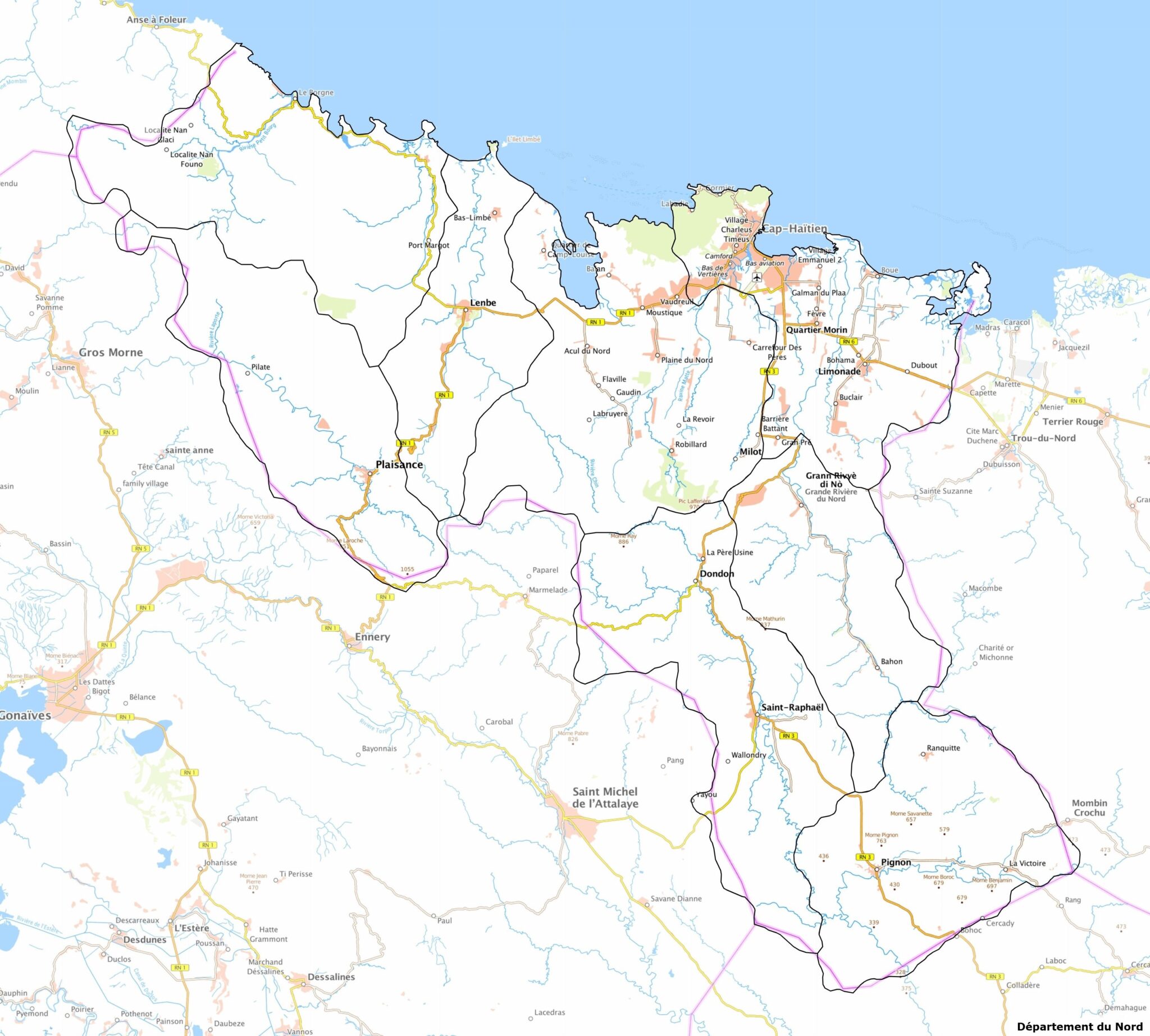 Carte du département du Nord, Haïti