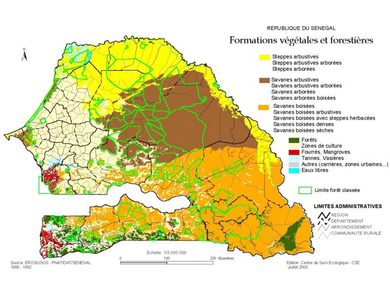 Carte physique du Sénégal