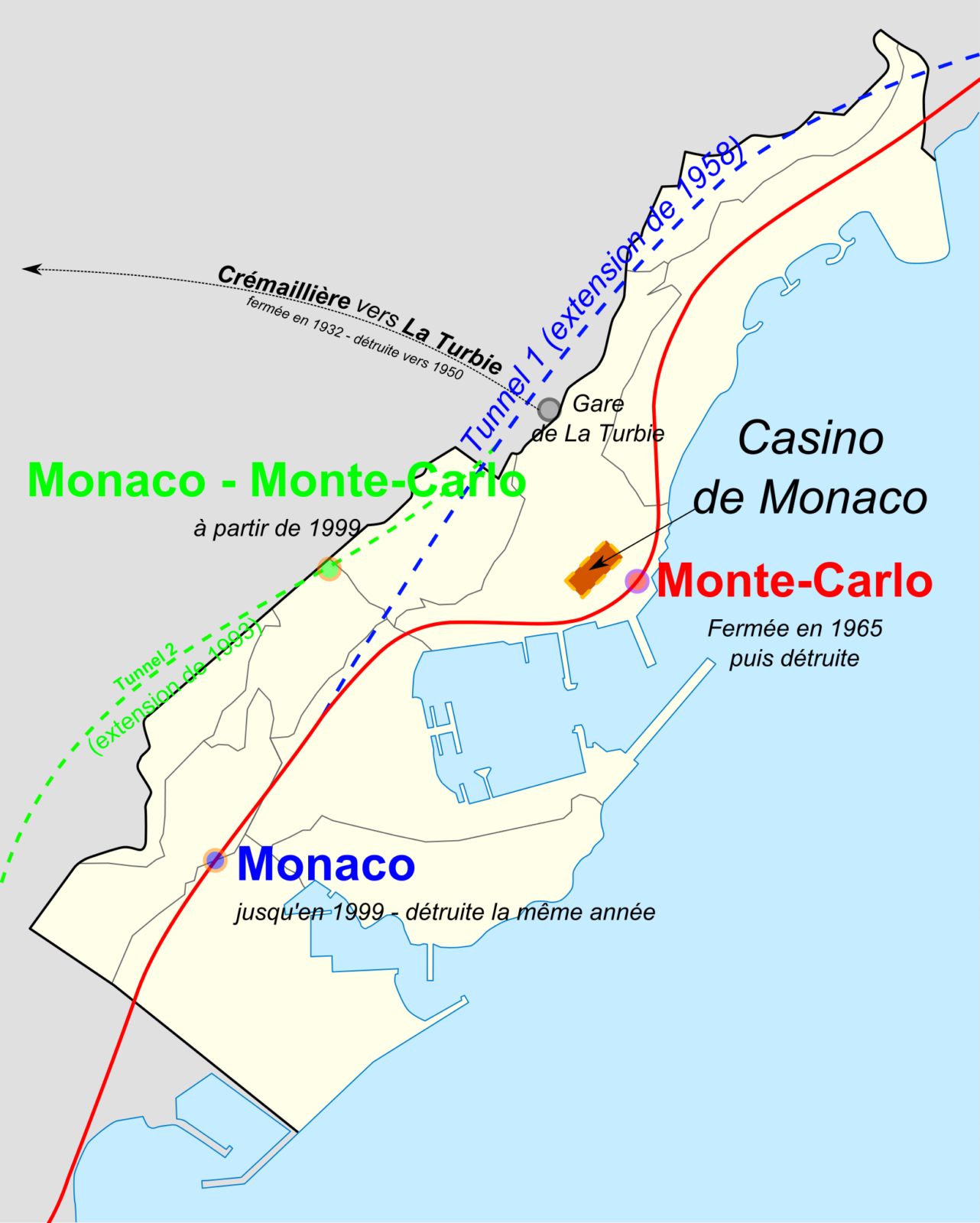 Plan de la gare de Monaco-Monte-Carlo
