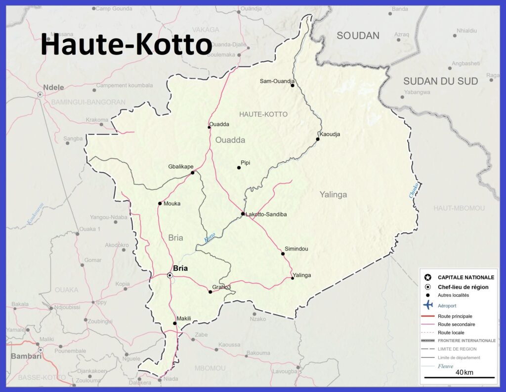 Carte de la préfecture de la Haute-Kotto