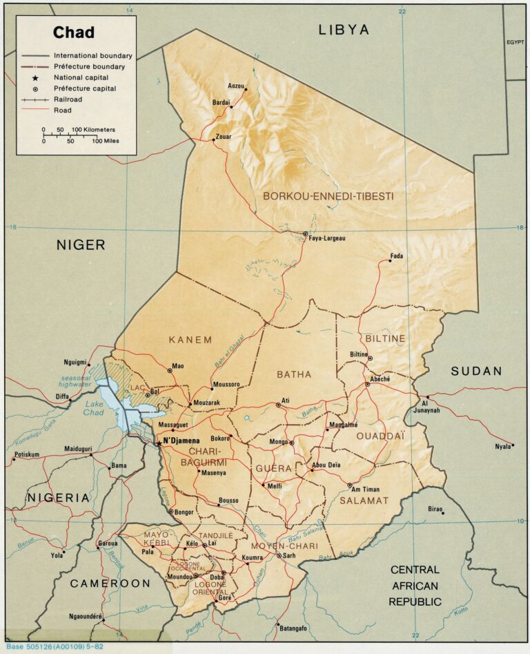 Carte physique du Tchad
