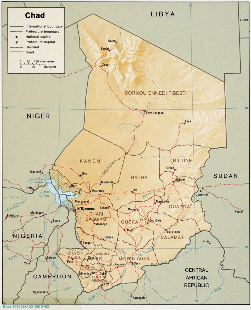 Carte physique du Tchad