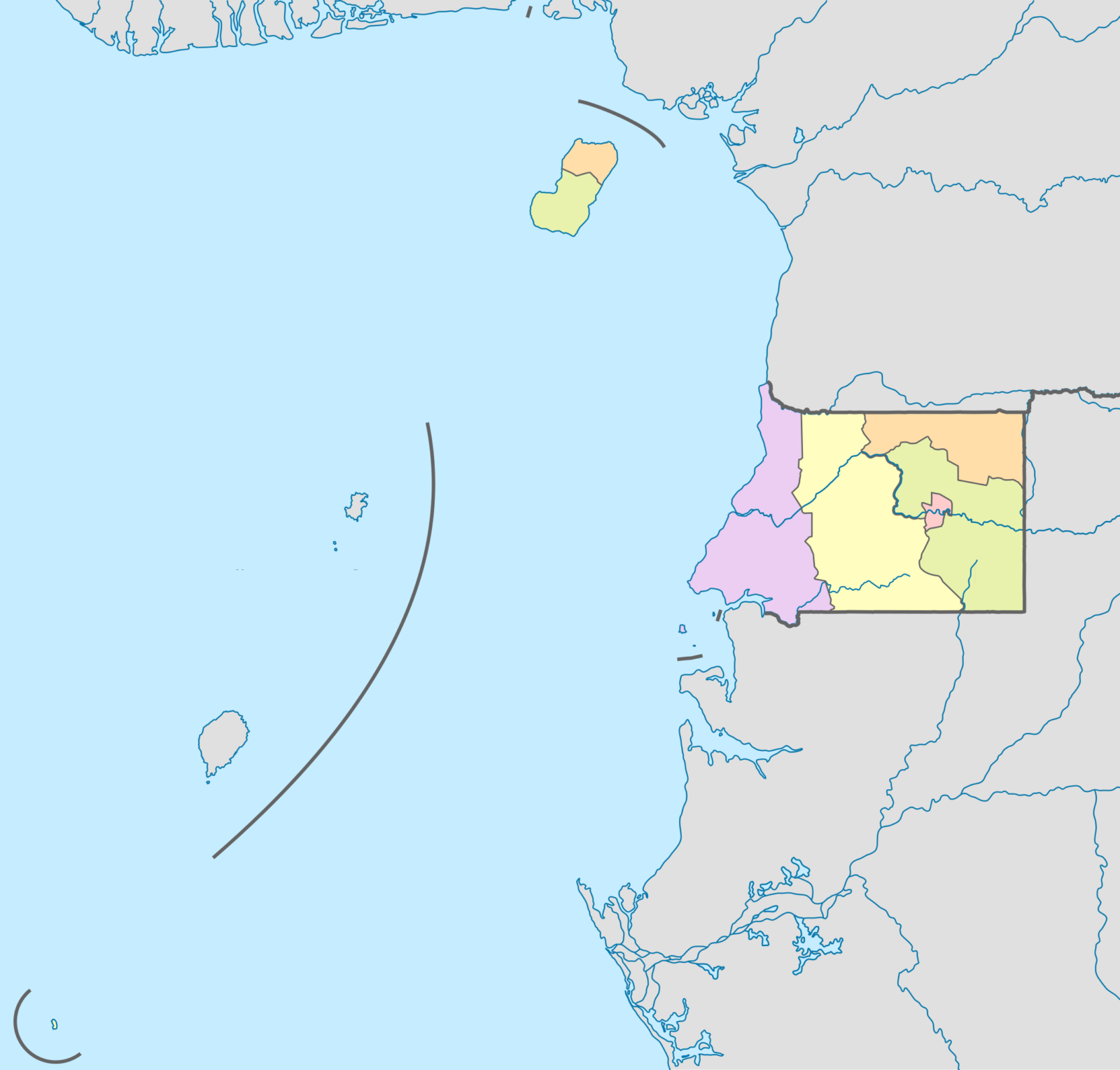 Carte vierge de la Guinée équatoriale