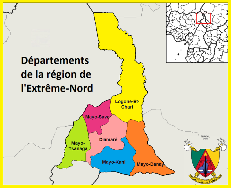 Carte de la région de l'Extrême-Nord, Cameroun