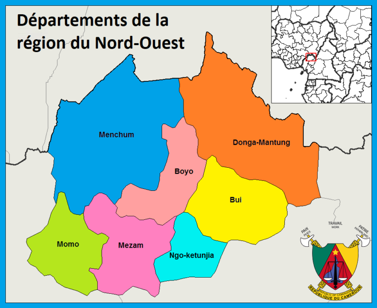 Carte de la région du Nord-Ouest, Cameroun