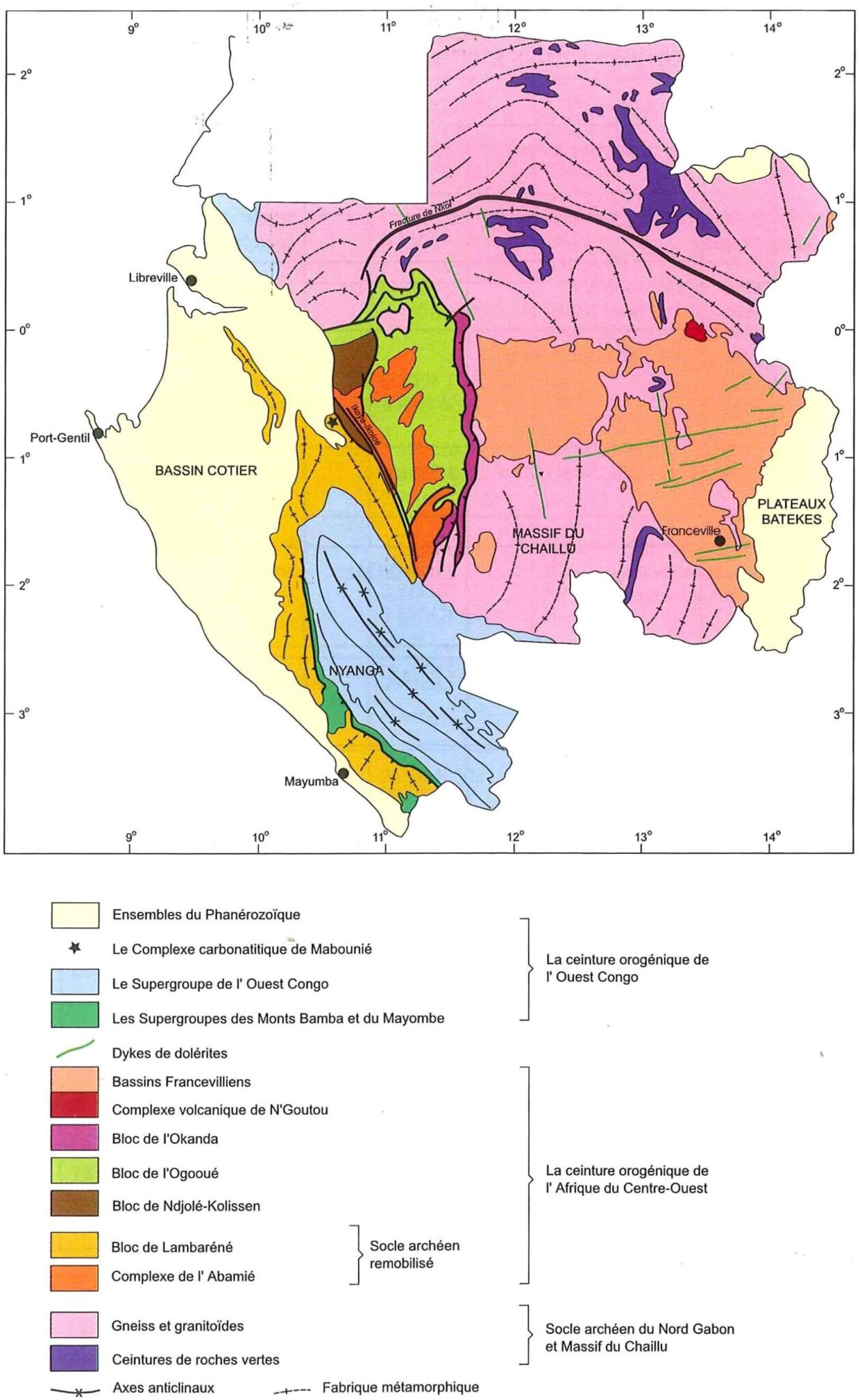Carte géologique et des ressources minérales du Gabon