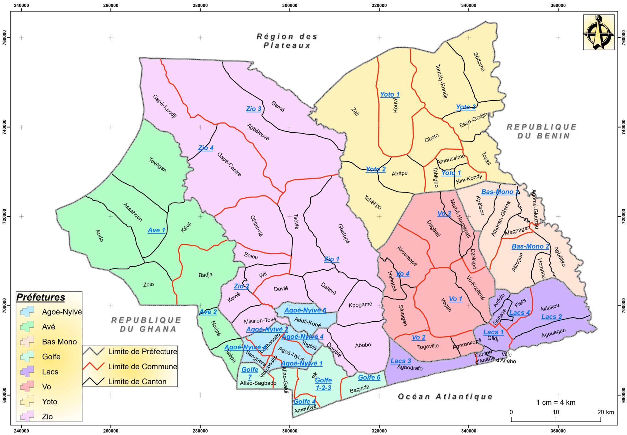 Carte de la région Maritime, Togo