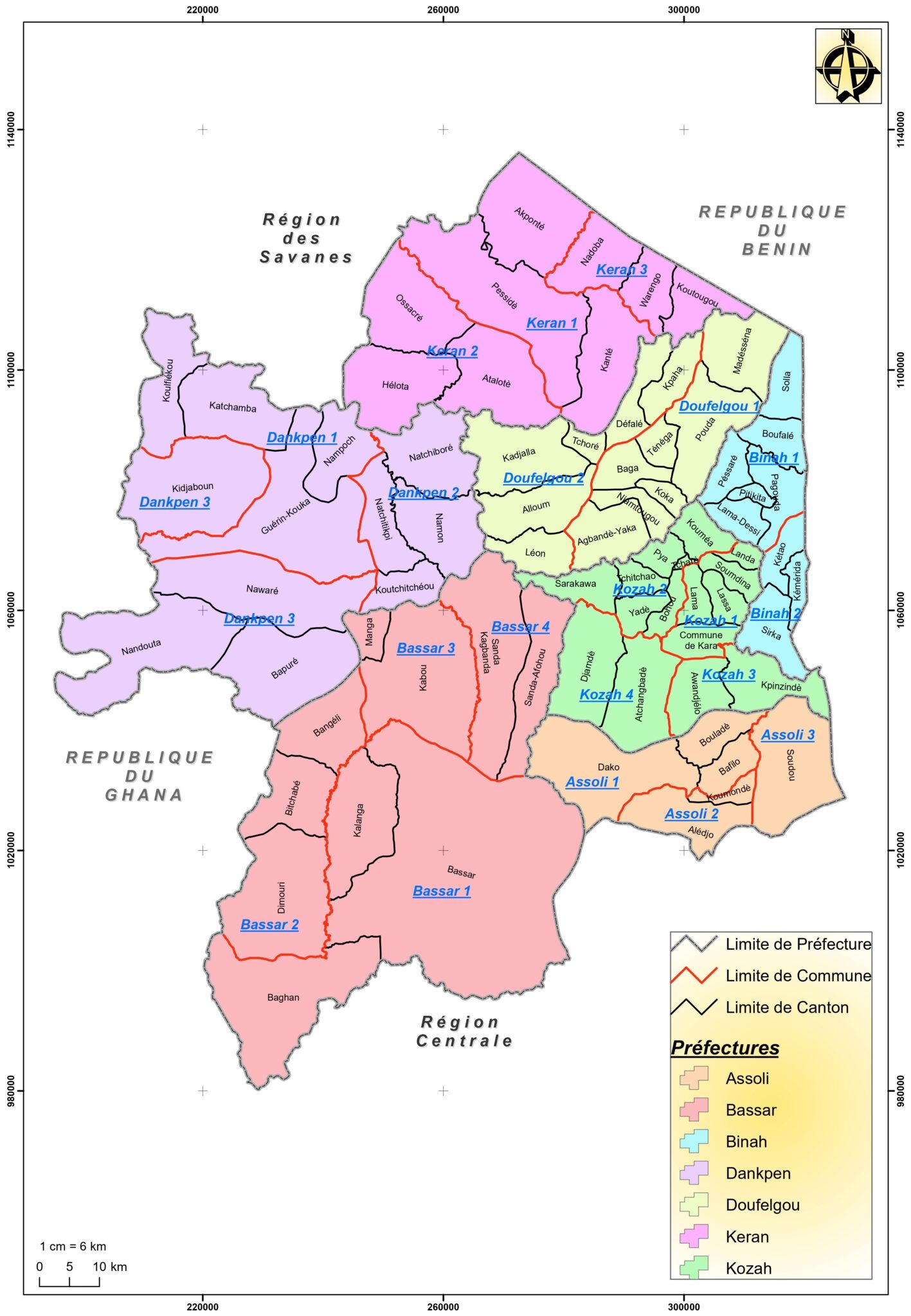 Carte de la région de la Kara
