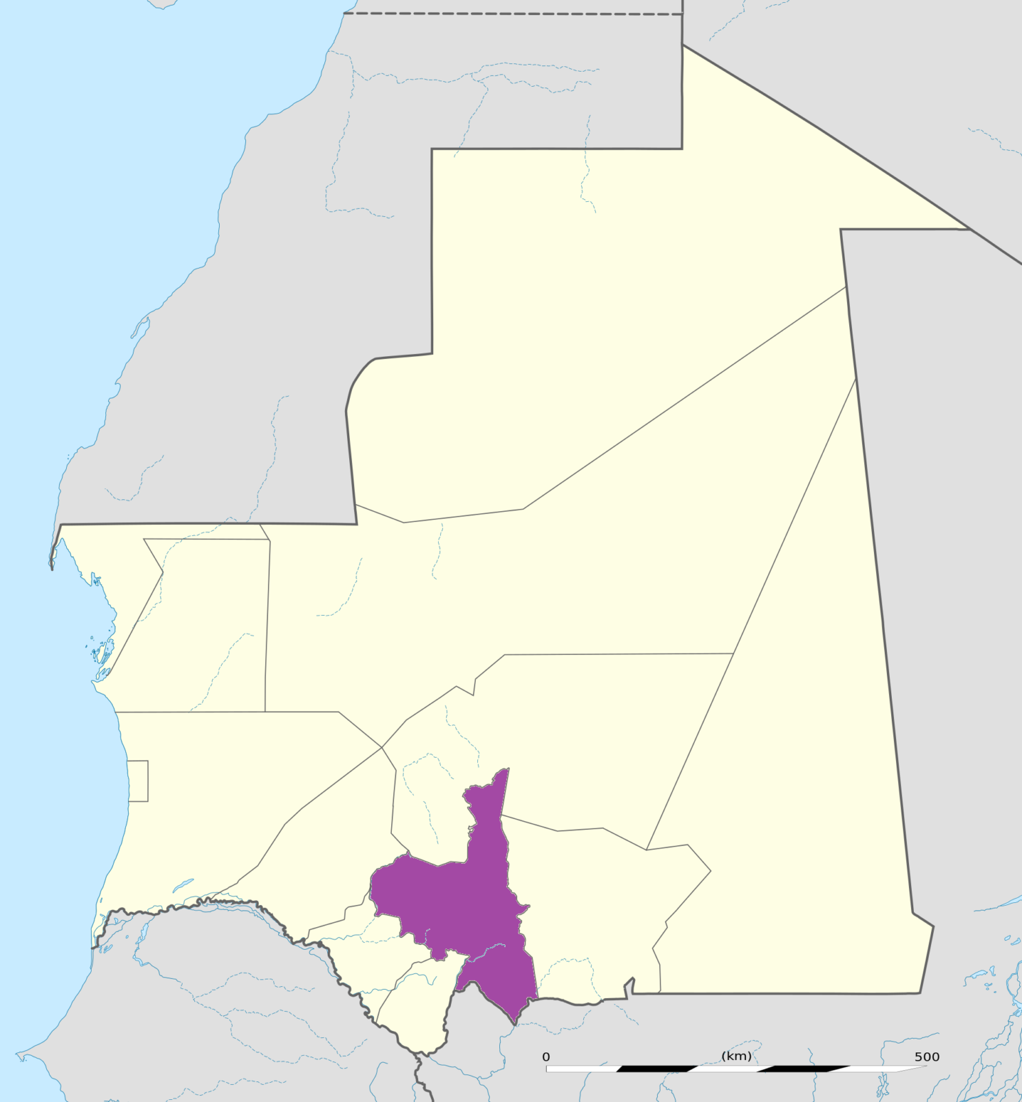 Carte de la wilaya d'Assaba