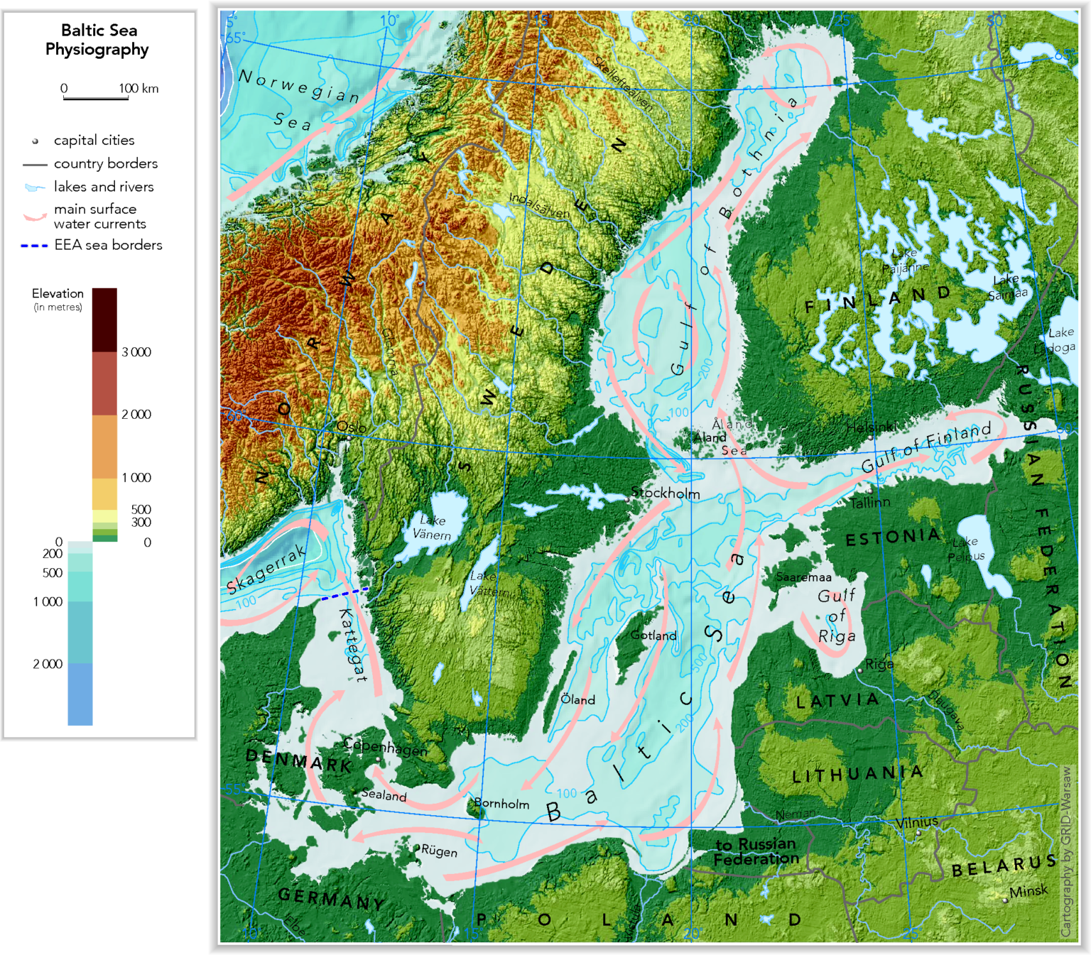 Carte de la mer Baltique