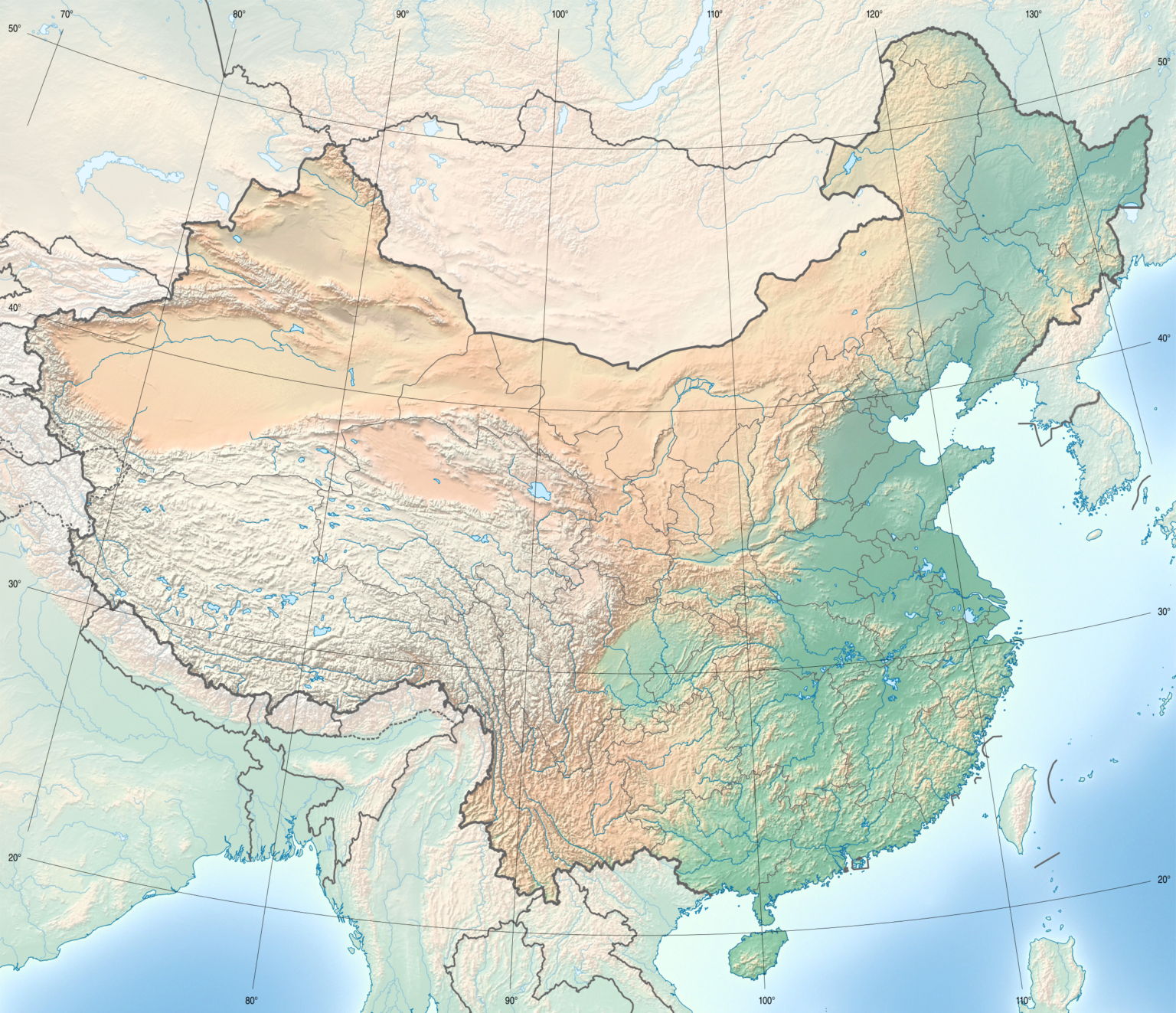 Carte vierge de la Chine
