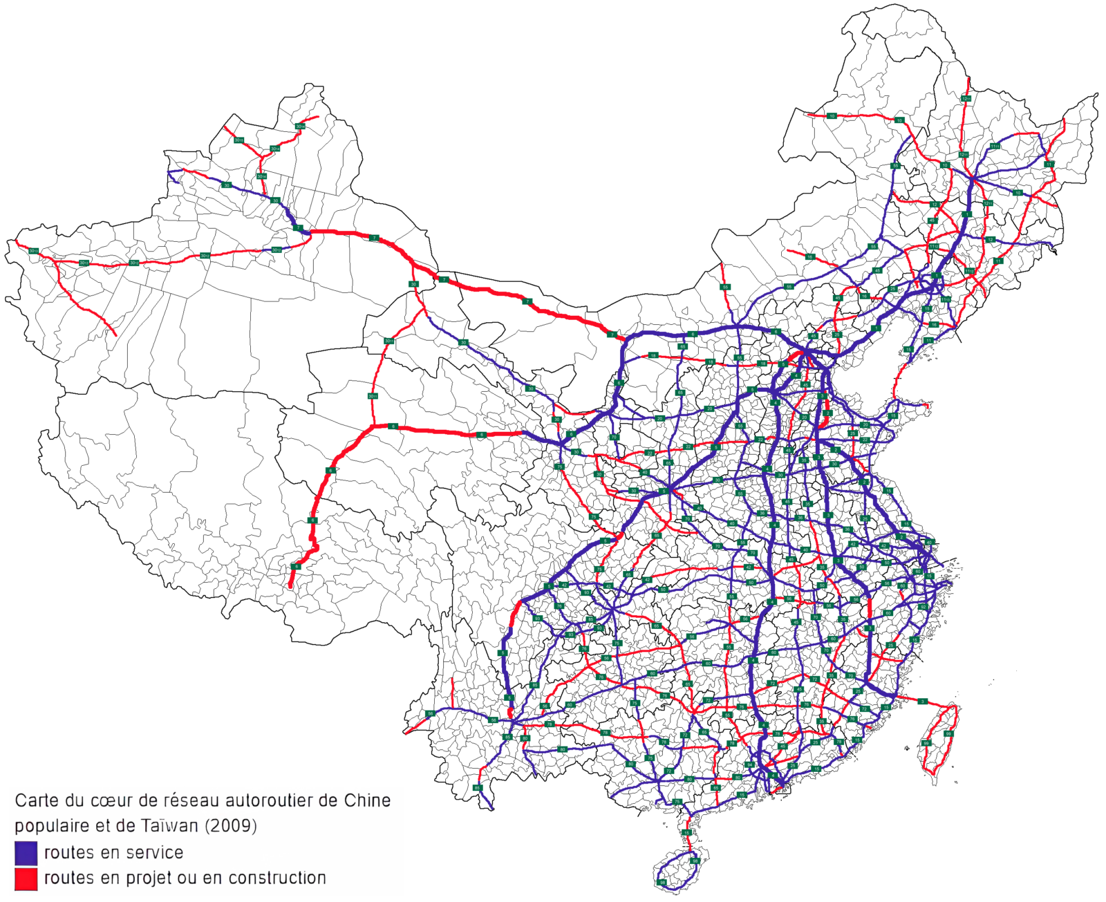 Carte routière de la Chine