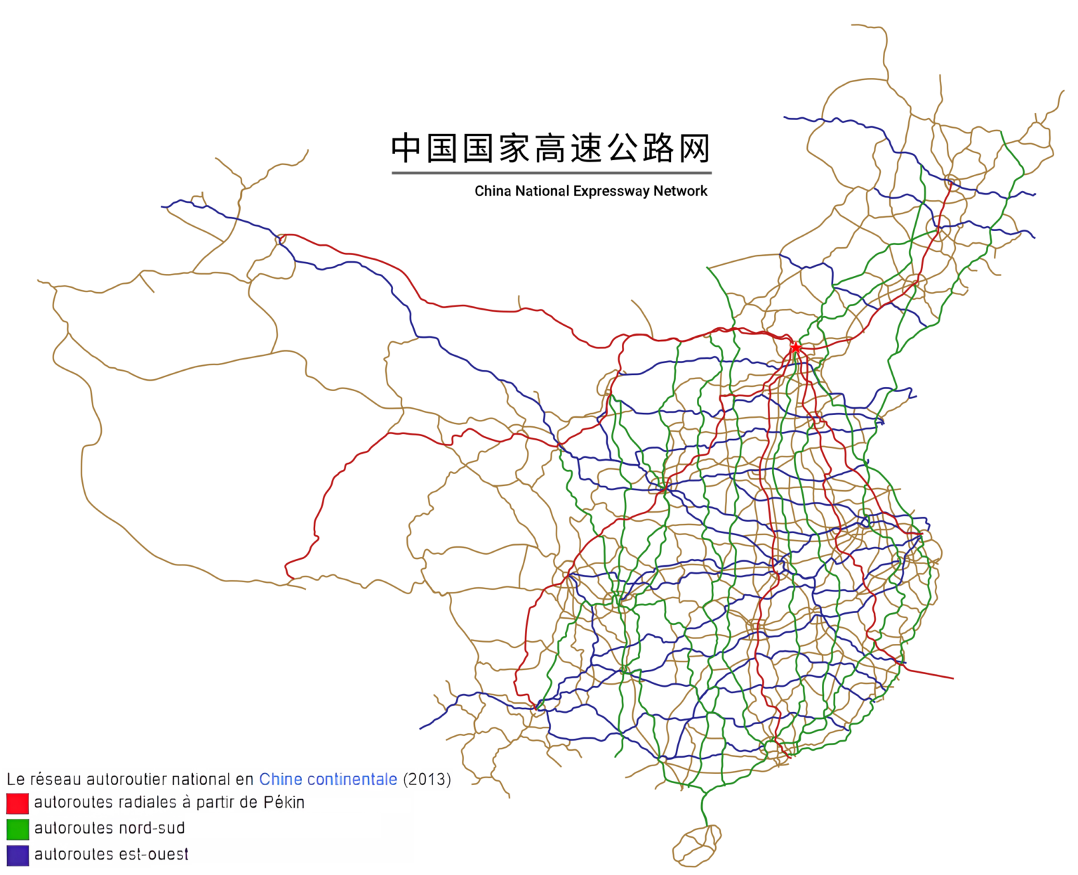 Carte routière de la Chine