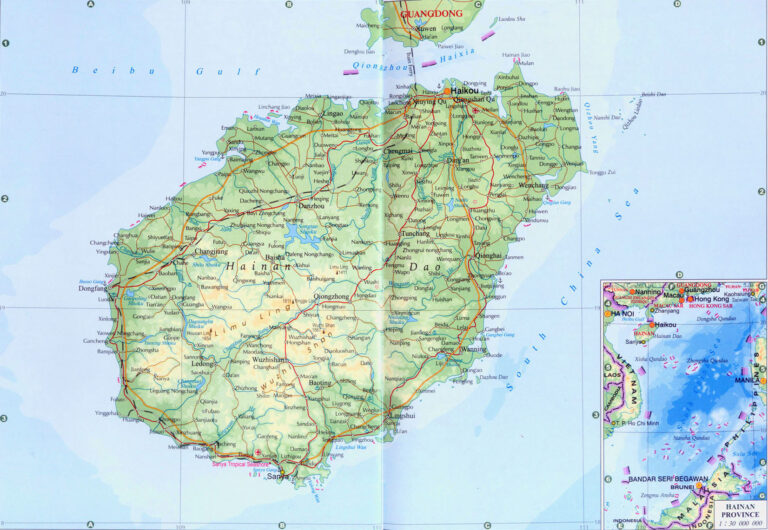 Carte de la province de Hainan, Chine