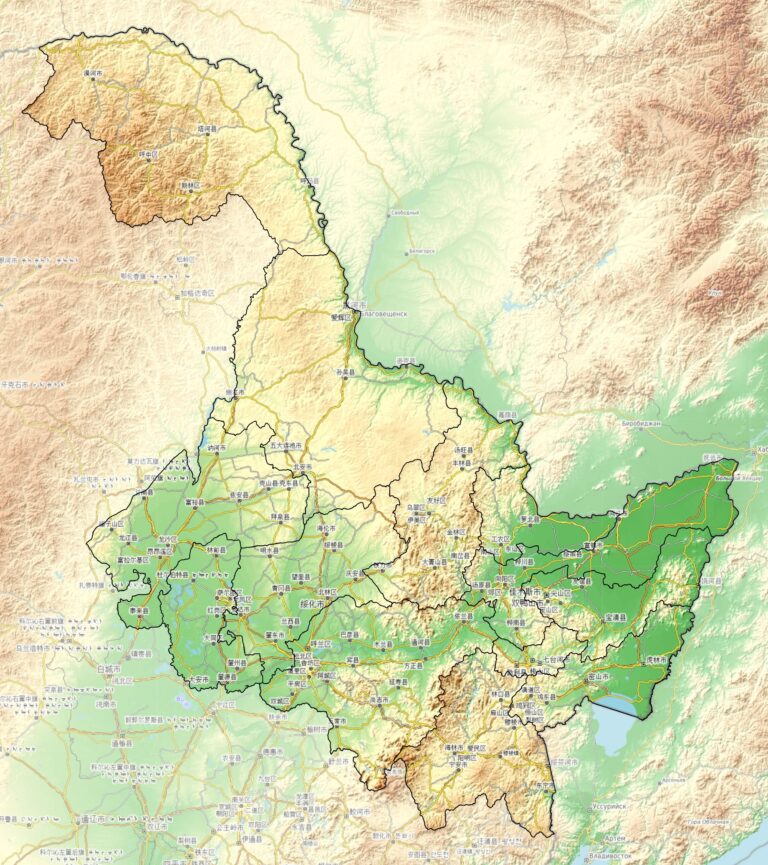 Carte de la province du Heilongjiang, Chine