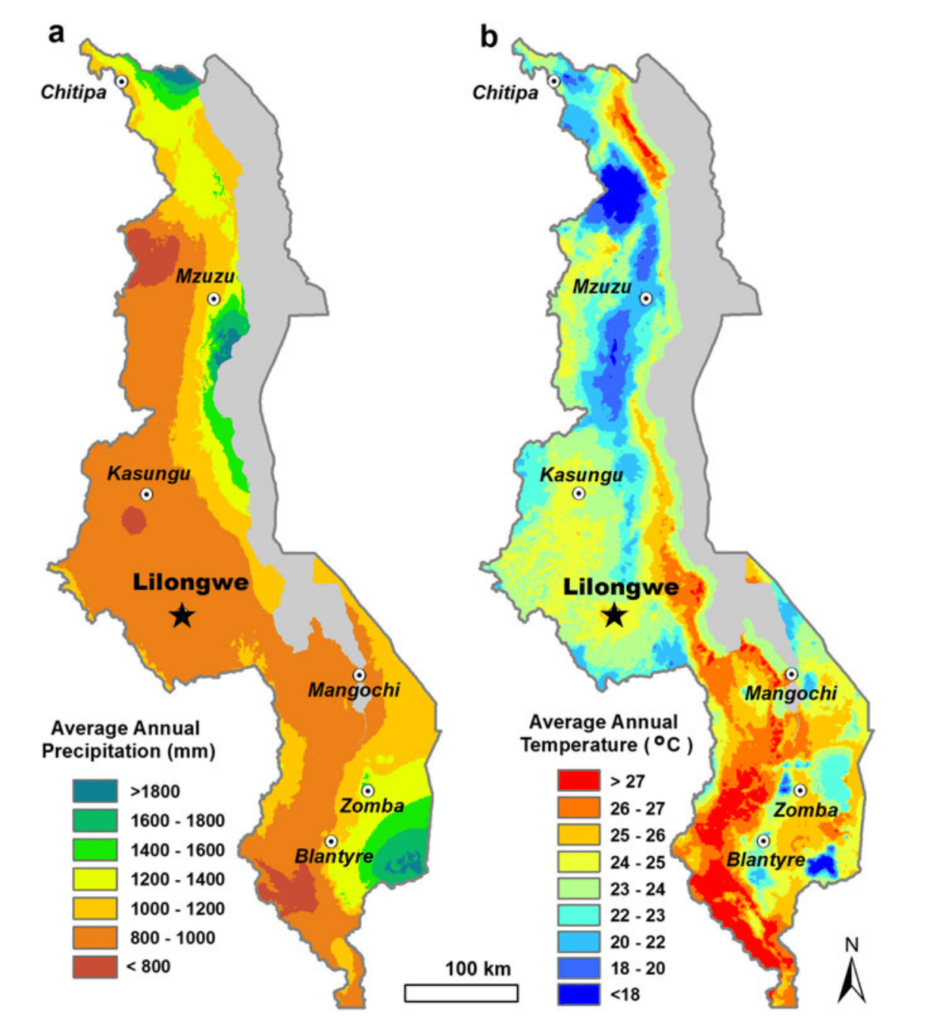 Carte climatique du Malawi