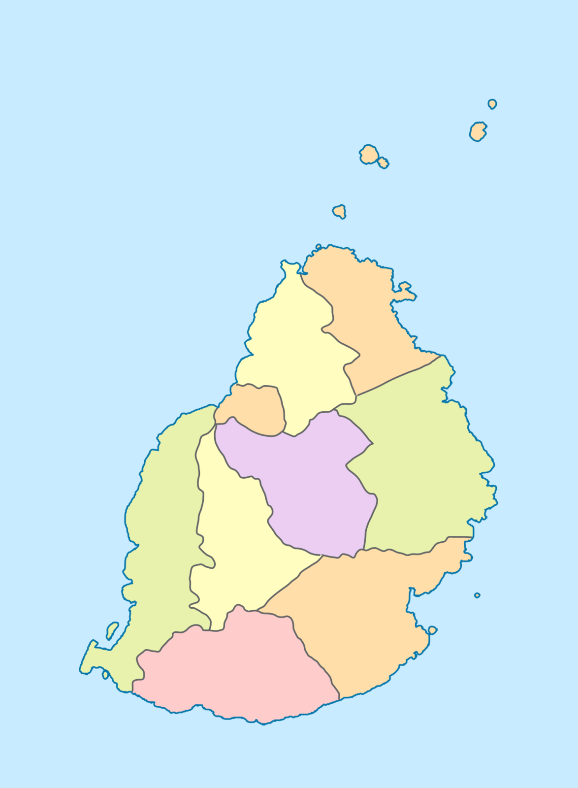 Carte vierge de l'île Maurice