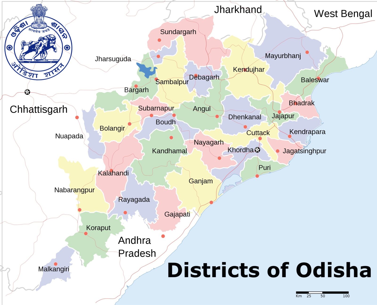 Carte de l'Odisha