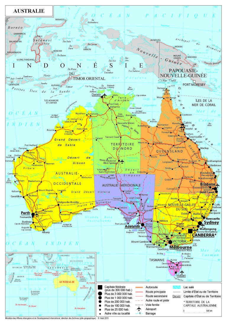 Carte politique de l'Australie