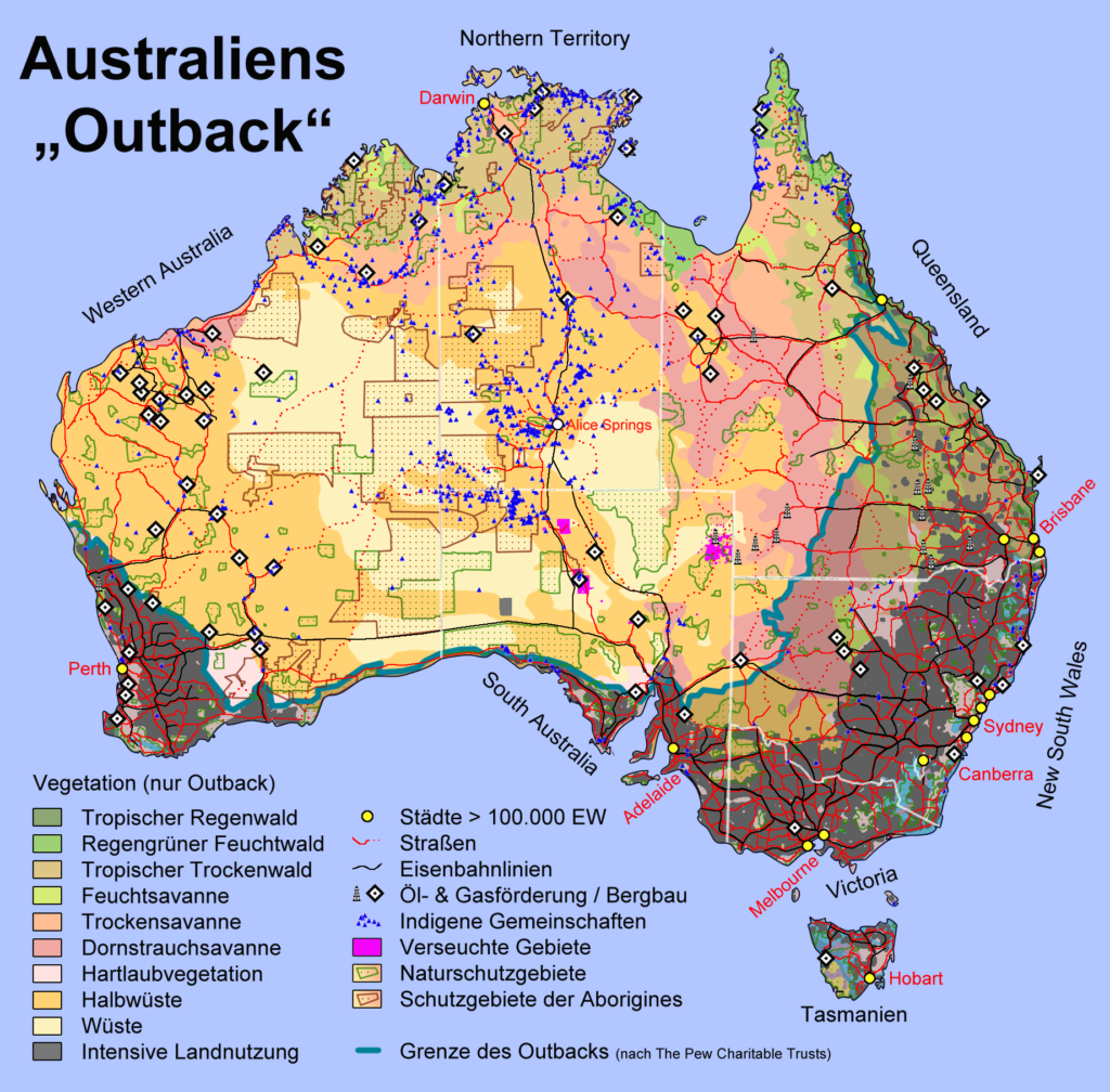 Carte physique de l’Australie