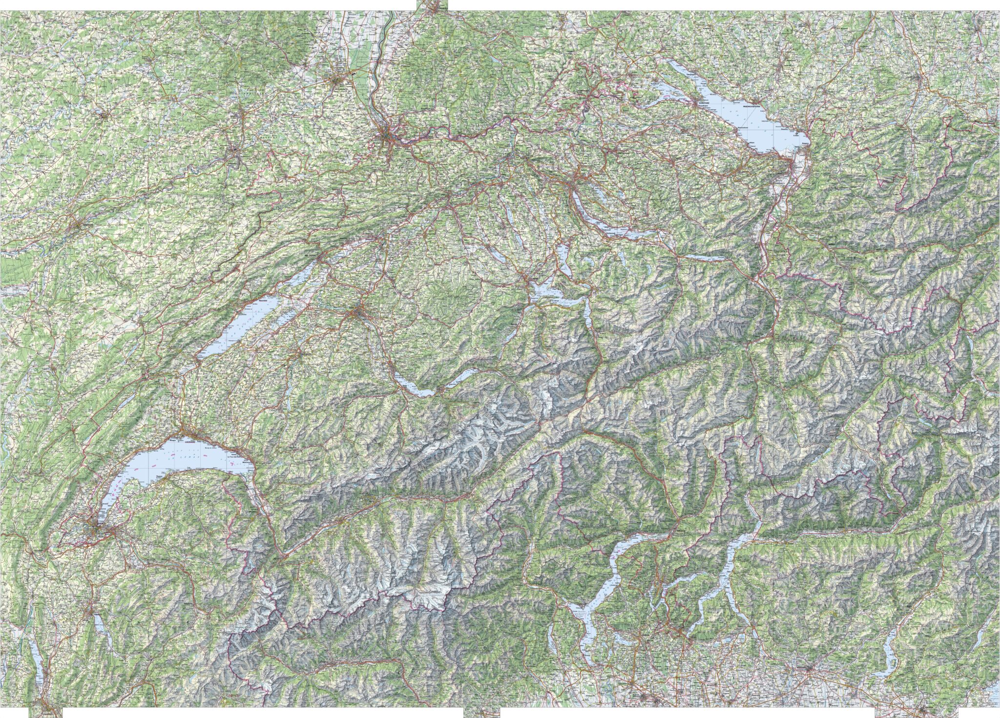 Carte physique de la Suisse