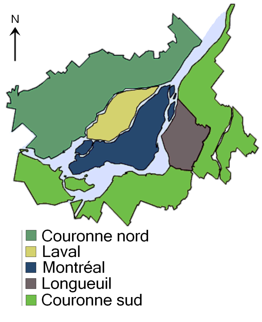 Carte de la région métropolitaine de Montréal