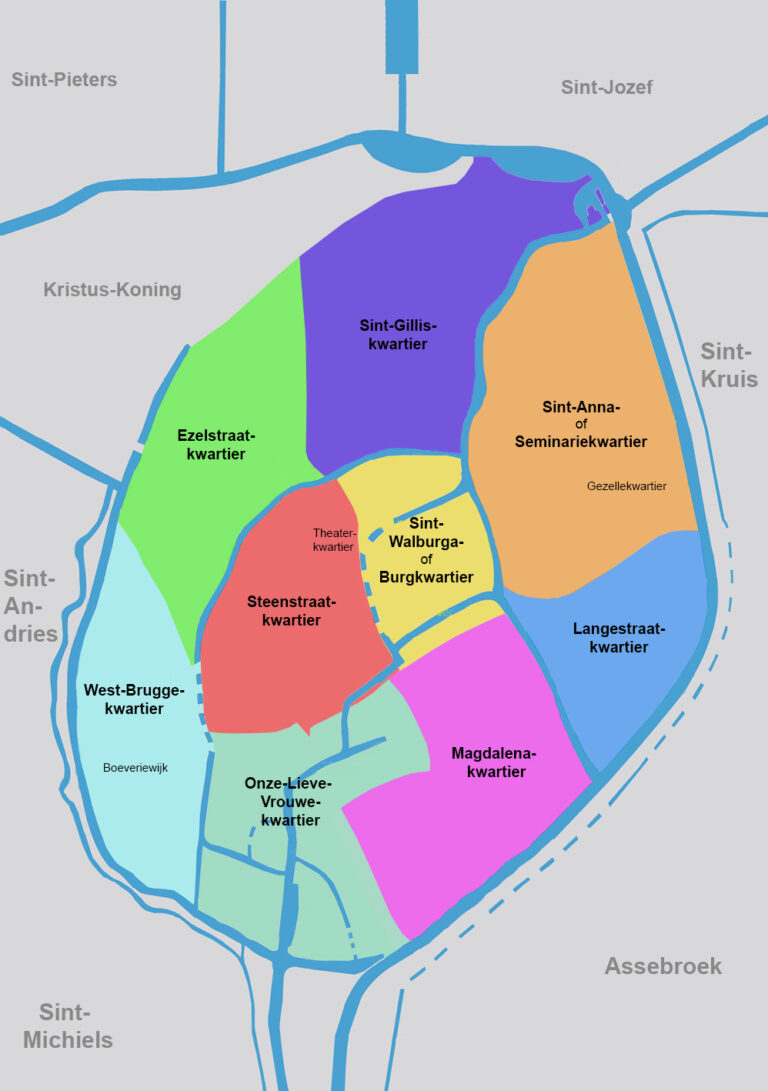 Les sections et quartiers de la commune de Bruges